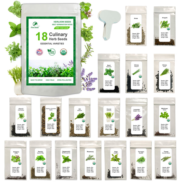 18 Culinary Herb Seeds Collection - 7000+ Heirloom, Non-GMO and Open-P ...